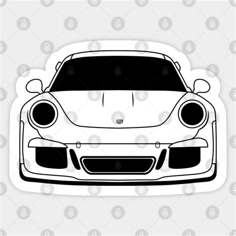 Porsche GT RS Black Outline Car Sticker TeePublic