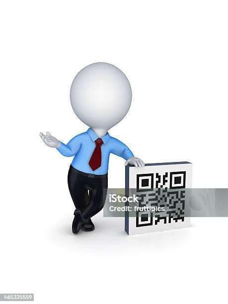 Orang Kecil 3d Dan Simbol Kode Qr Foto Stok Unduh Gambar Sekarang