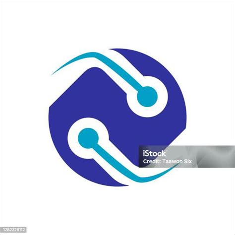 커넥티드 서클 테크 벡터 일러스트 레이션 테크놀로지 로고 디자인 개념에 대한 스톡 벡터 아트 및 기타 이미지 개념 데이터