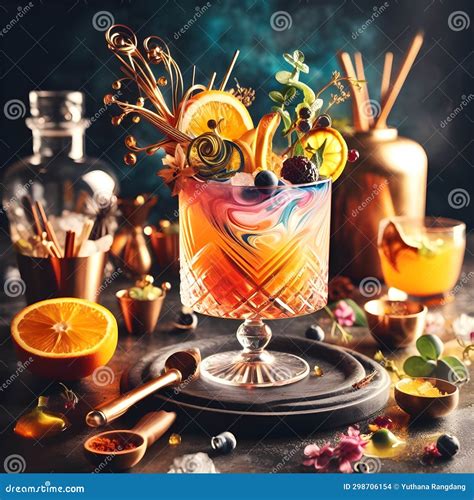 A Mesmerizing Cocktail Presentation With Vibrant Colors Meticulously