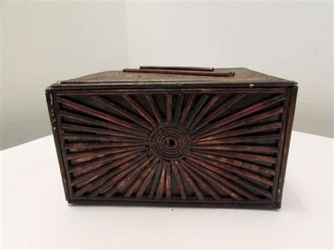 Folk Art Primitive Trinket Box Handmade Decorative Box
