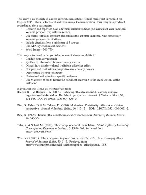 Cross Cultural Ethics Islamic Vs Western Pdf Business Ethics Egalitarianism
