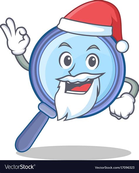 Santa Magnifying Glass Character Cartoon Vector Image