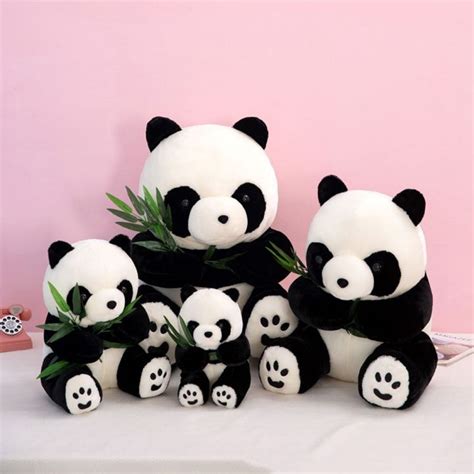 Ijvbtv ตุ๊กตาแพนด้า วันเกิด Kawaii 15 ~ 50ซม ของเล่นตุ๊กตาจำลอง Panda เด็กทารกนั่ง Panda