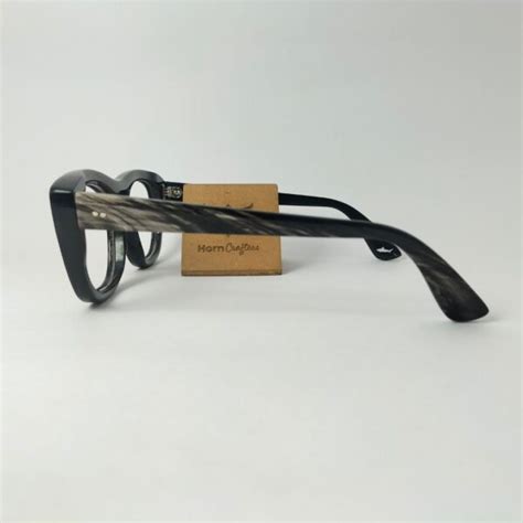 Genuine Buffalo Horn Glasses Black With White Streaks Color 100