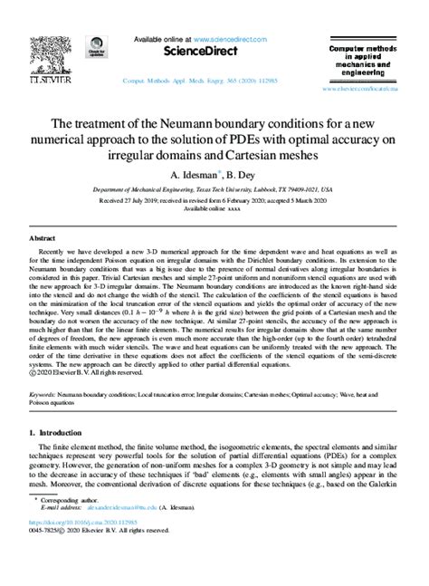 Pdf The Treatment Of The Neumann Boundary Conditions For A New