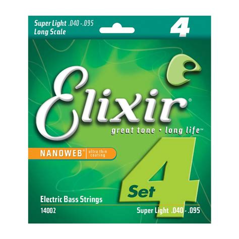 Elixir Nanoweb Nickel Plated Steel Bass Guitar Strings 040 095