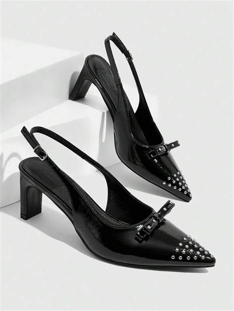 Cuccoo Cuccoo Grlicon รองเท้าส้นสูงปั๊มแฟชั่นผู้หญิง 2024 แต่งสตัด ผีเสื้อ Shein Th