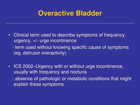 Ppt Practical Approaches To The Management Of Overactive Bladder Powerpoint Presentation Id