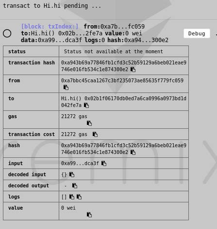 Status Not Available At The Moment On Private Chain Issue Ethereum Remix Project GitHub