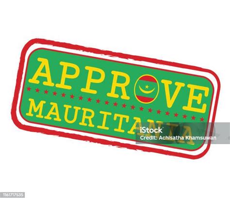 O 및 텍스트 모리타니의 모양으로 모리타니 플래그와 승인 기호에 대한 벡터 스탬프 0명에 대한 스톡 벡터 아트 및 기타 이미지 0명 고급 고무 Istock