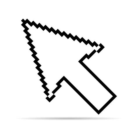 80 White Pixelated Computer Arrow Cursor Icon With Shadow Stock Illustrations Royalty Free