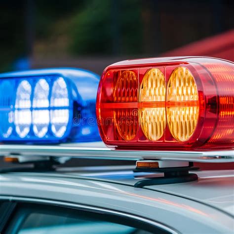 Blurred Police Car Lights Blue Left Red Right Clear Metallic Bar