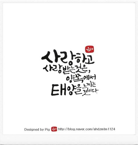 [명언 모음] 감성 문자 캘리그라피와 함께하다 돼지가 돌아왔어요~ 요즘 저는 아침에 일어나 운동을 하고 영감을 주는