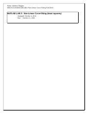 MATLAB Lab Nonlinear Curve Fitting Name Andrew Thigpen MECH MATLAB LAB Non Linear