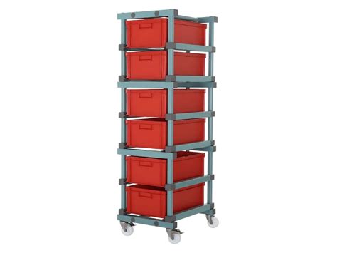 Plastic Bin Trolley 6 Slots 600x400mm Transoplastshop