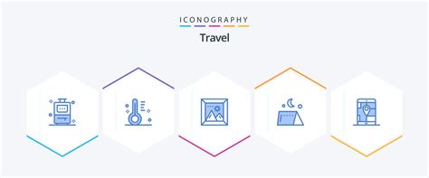 Travel 25 Blue Icon Pack Including Location App Photo Travel