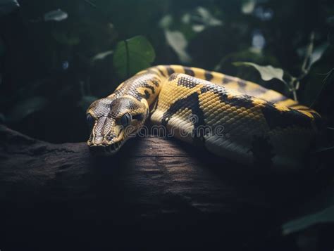 Portrait Of A Python Reticulated Python In The Forest Stock Illustration Illustration Of