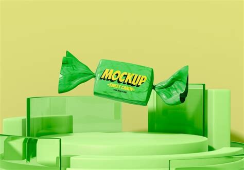 Premium Psd Individually Wrapped Candy With Podium