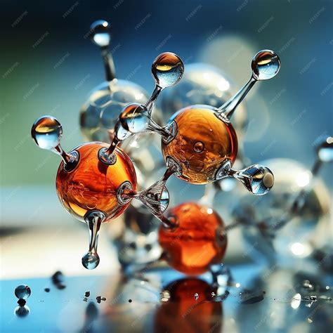 Struktura Molekularna Renderowanie 3d Modelu Atomu Z Odbiciem Zdjęcie