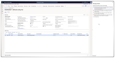 d365 refresh entity list batch job failing d365 for finance and