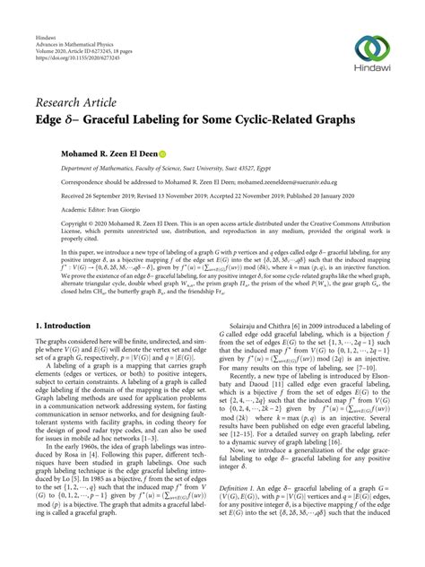 Pdf Edge δ − Graceful Labeling For Some Cyclic Related Graphs