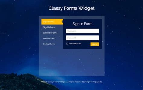 Classy Forms Widget A Flat Responsive Widget Template