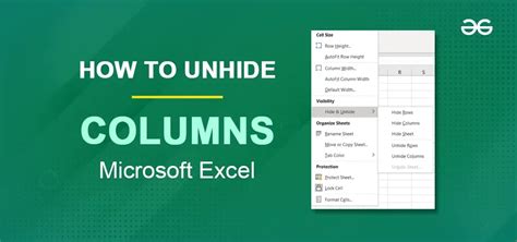 how to unhide and show hidden columns in excel step by step guide geeksforgeeks