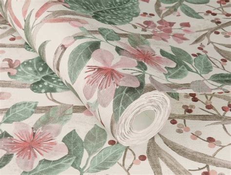 Vliestapete 538212 Rasch Blumen Cremeweiß Rosa
