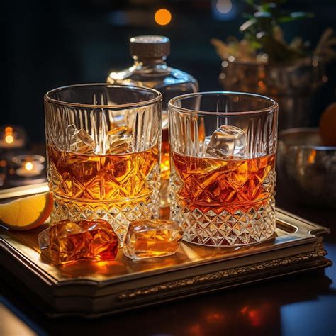 Premium Photo Glass Of Whiskey With Ice