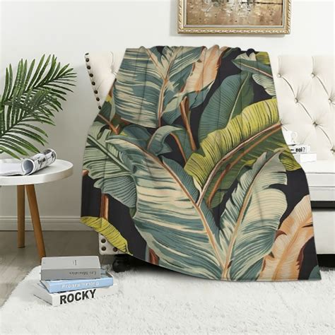 Eastsmooth Tropical Palm Leaves Throw Blanket Banana Jungle Leaf