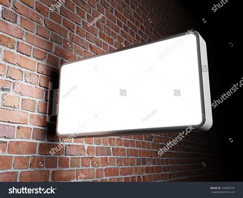 밤에 벽돌로 된 벽에 빈 광고판 스톡 일러스트 103659776 Shutterstock