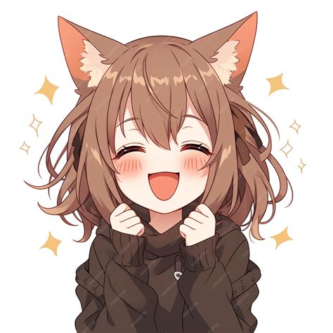 Anime Girl With Brown Hair And A Cat Ears Generative Ai Premium Ai