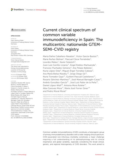 Pdf Current Clinical Spectrum Of Common Variable Immunodeficiency In