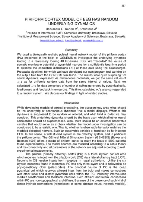 Pdf Piriform Cortex Model Of Eeg Has Random Underlying Dynamics
