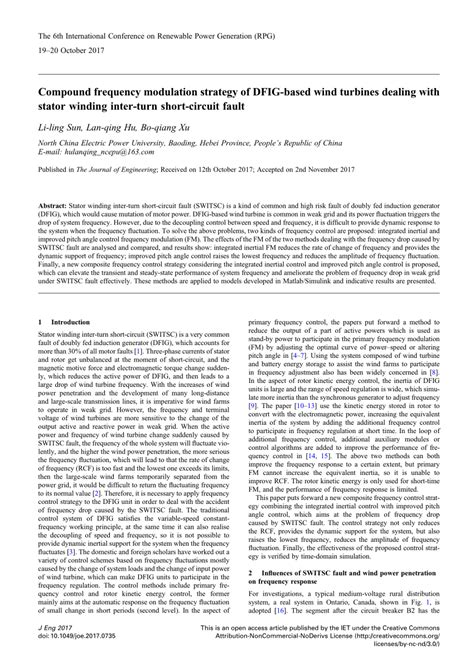 Pdf Compound Frequency Modulation Strategy Of Dfig Based Wind