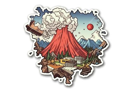 Premium Ai Image Sticker On White Background Earthquake Generative Ai
