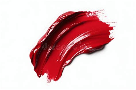 Vivid Red Paint Swatch On A White Background Showcasing A Smooth