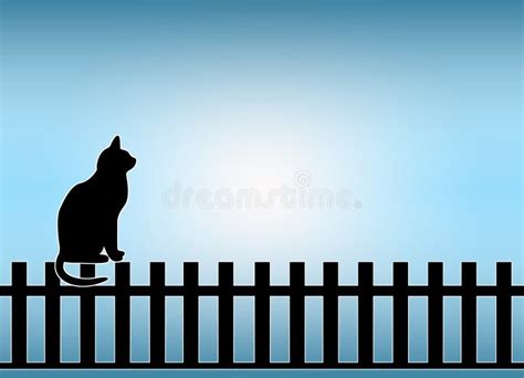 Cat On Fence Stock Illustration Illustration Of Blue 5943570