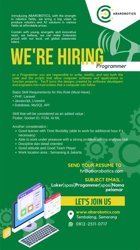 Lokersemarang Programmer Lowongankerja Abarobotics