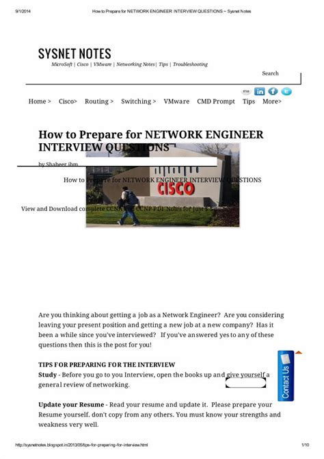 Pdf How To Prepare For Network Engineer Interview Questions ~ Sysnet