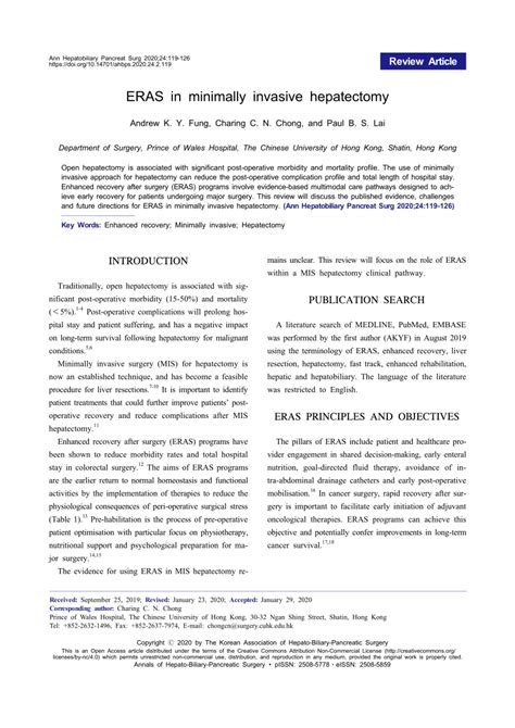 Pdf Eras In Minimally Invasive Hepatectomy