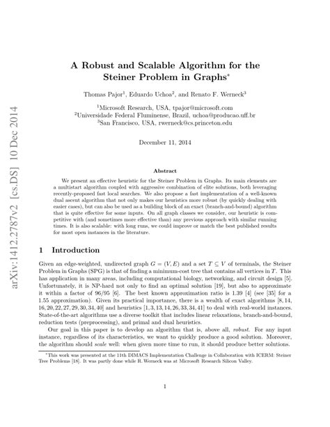 pdf a robust and scalable algorithm for the steiner problem in graphs