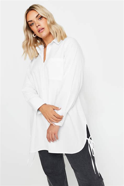 Yours Plus Size White Tie Detail Shirt Yours Clothing