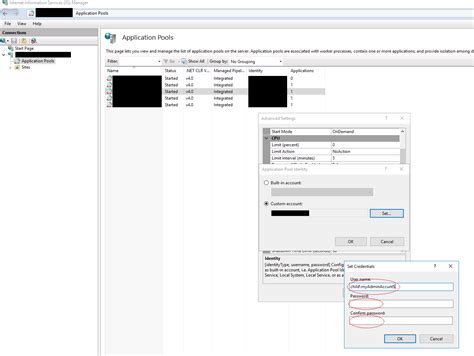 Iis Web App Manage Setup Iis Application Pool Optional Password