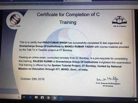 Pradyuman Singh On Linkedin Training C Programming Spokentutorial