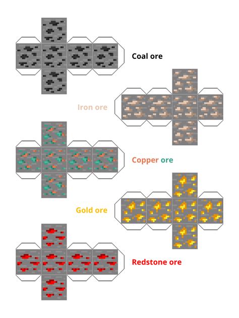 Ore Blocks Trailer Style Pixel Papercraft