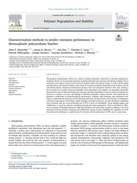 Pdf Characterization Methods To Predict Extrusion Performance In