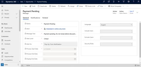 How To Create Alerts Or Reminders For Individual Records In Dynamics