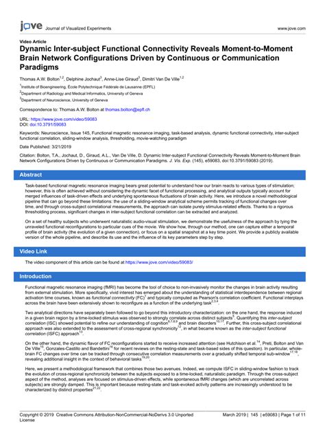 Pdf Dynamic Inter Subject Functional Connectivity Reveals Moment To
